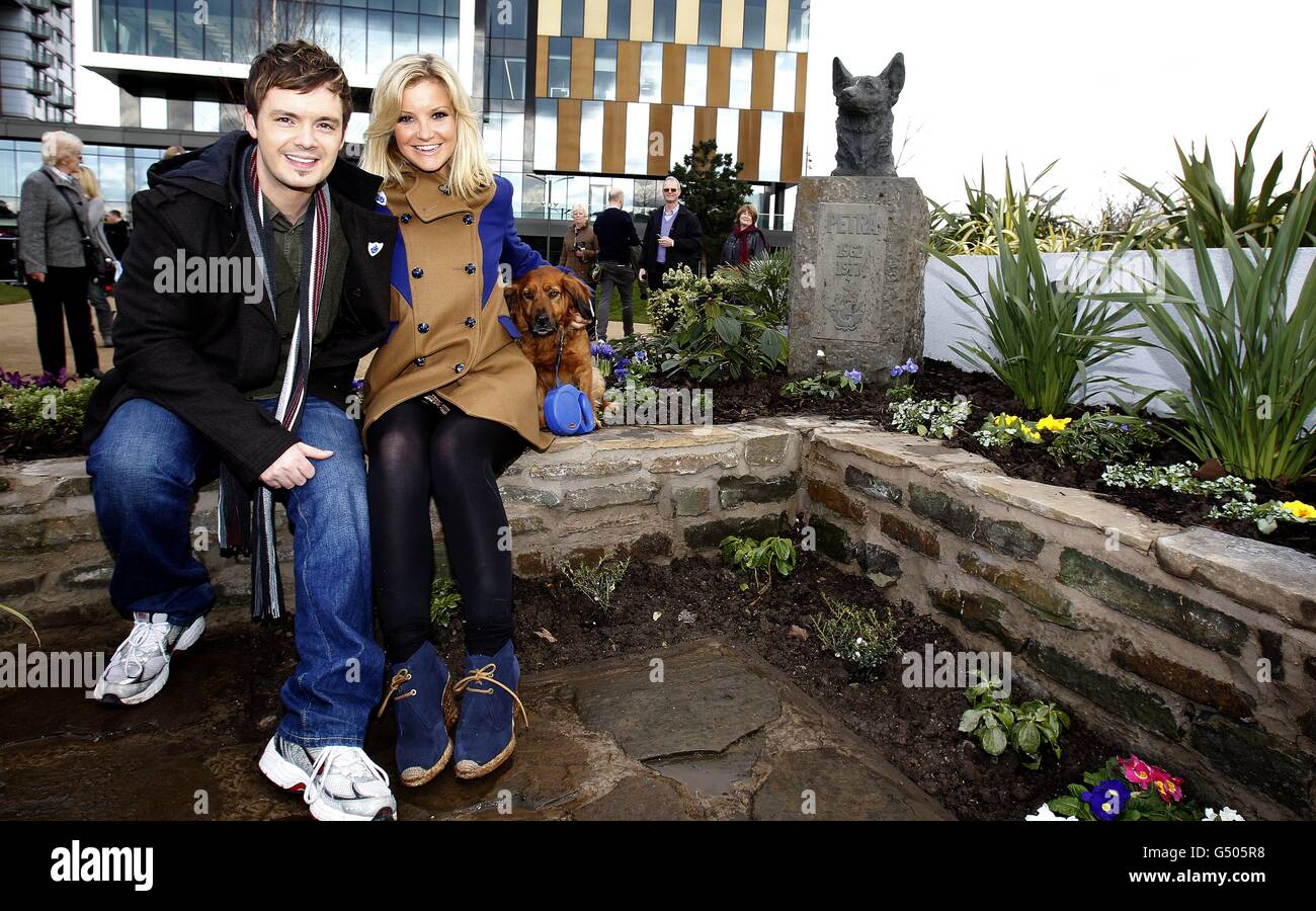 Blue Peter presenters Helen Skelton and Barney Harwood, with Barney the ...
