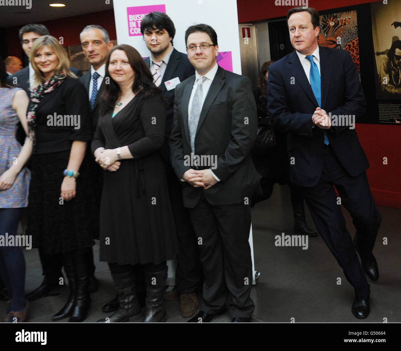 Prime Minister David Cameron (right) meets business connectors, at the ...