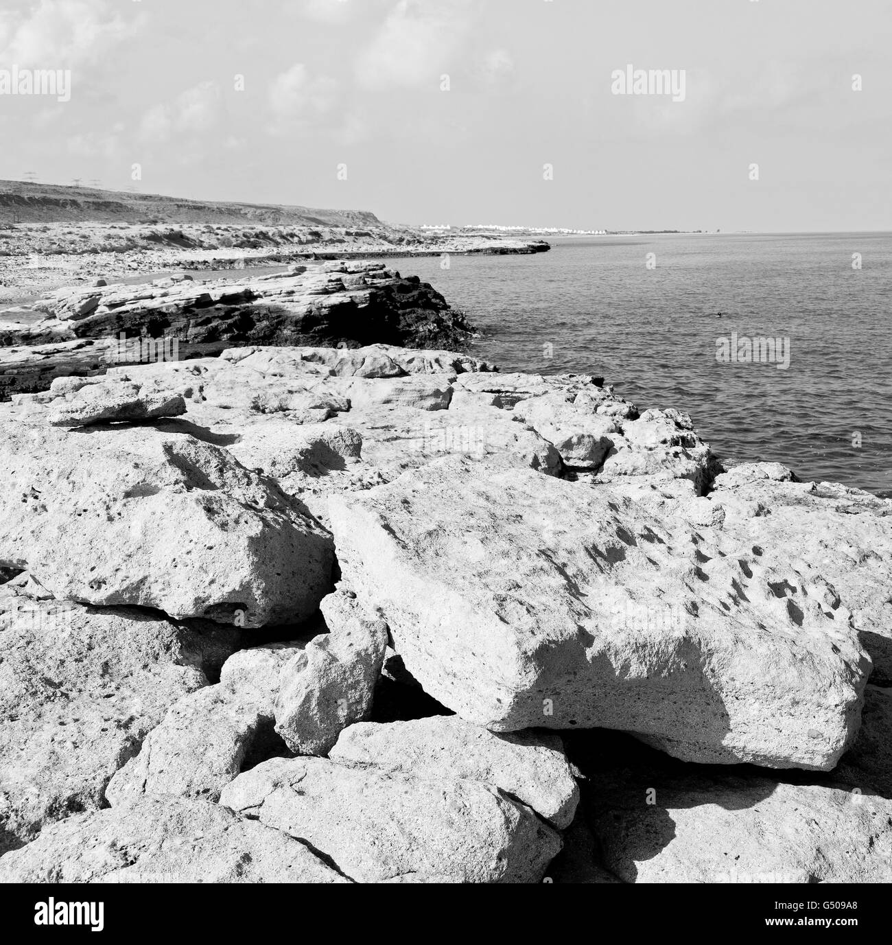 relax near sky in oman coastline sea ocean gulf rock and beach Stock ...