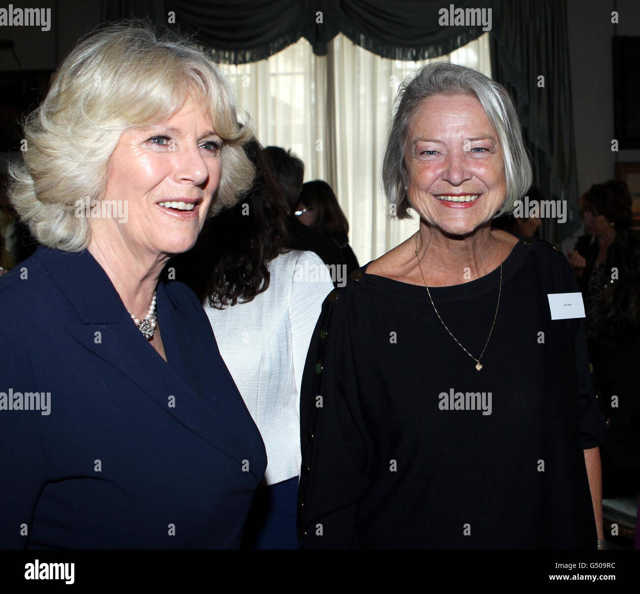 The Duchess of Cornwall speaks to journalist Kate Adie during a ...