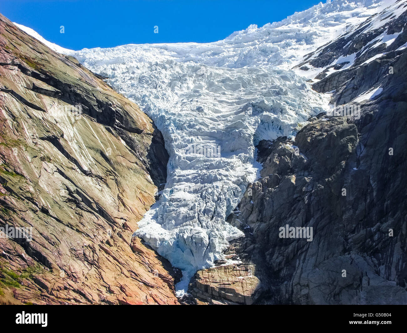 The famous Briksdal Glacier situated at Sogn og Fjordane county, Norway ...