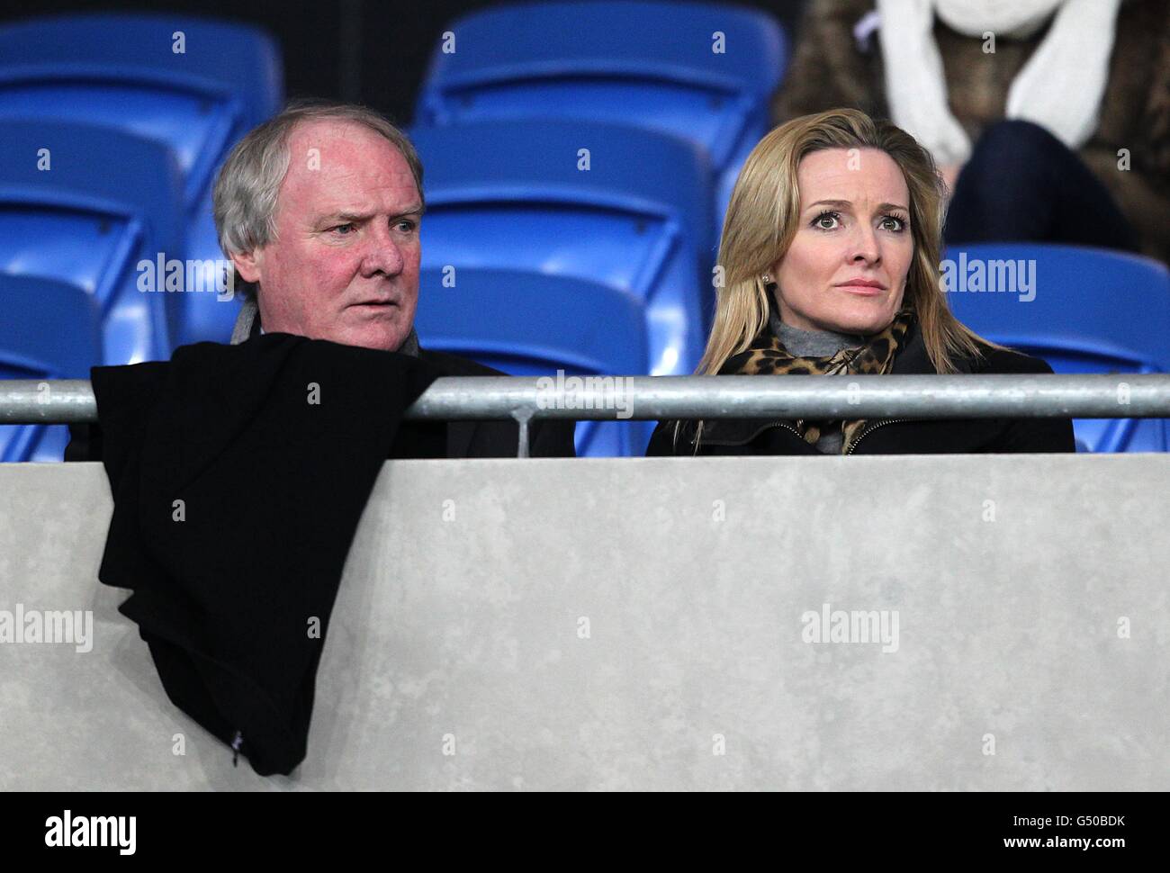 Gabby logan and father terry yorath in the stands hi-res stock ...