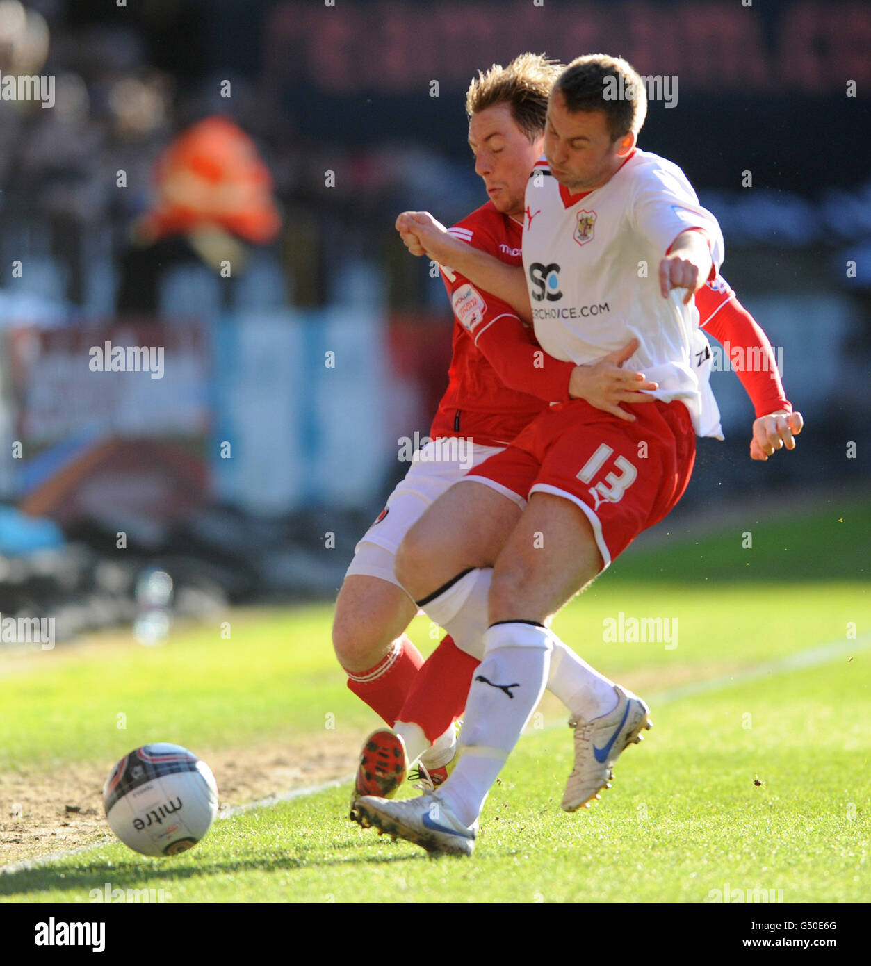 Charlton Athletic's Chris Solly (left) and Stevenages' Joel Bryom ...