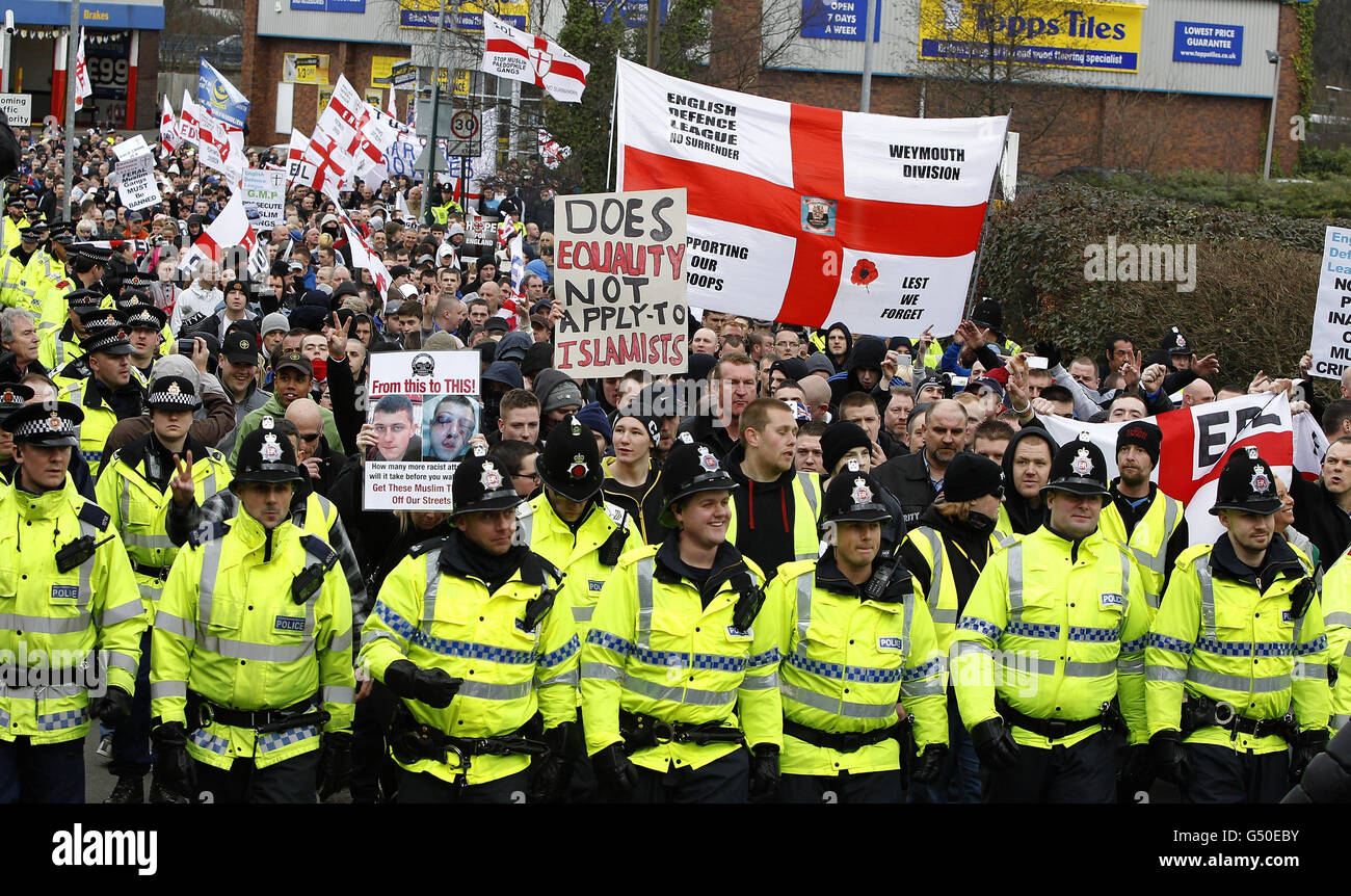 EDL protest march Stock Photo - Alamy