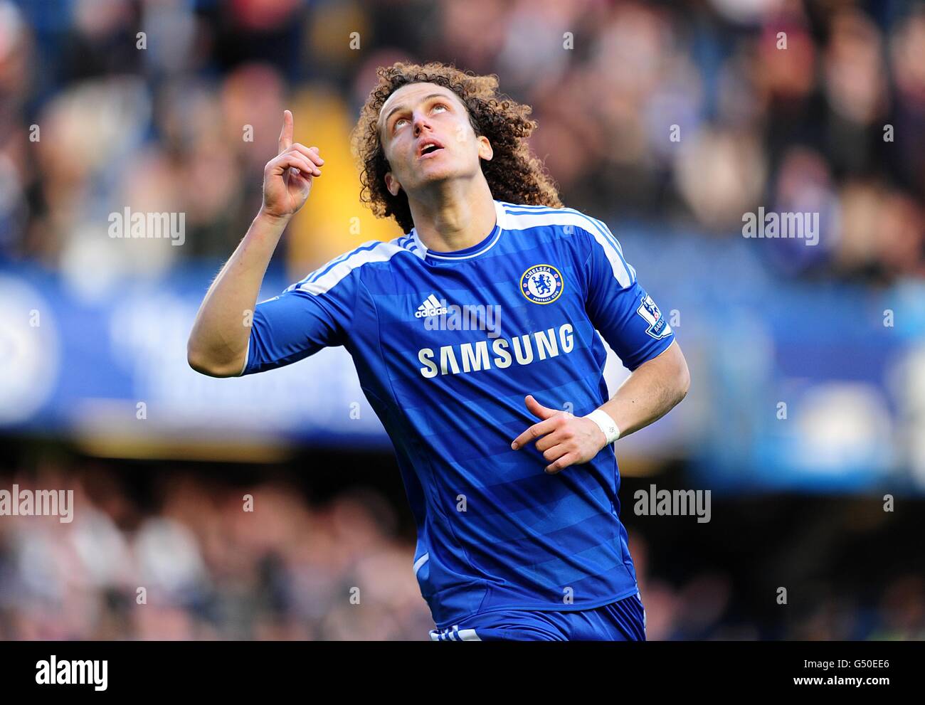 Chelsea's David Luiz celebrates scoring his side's first goal of the ...