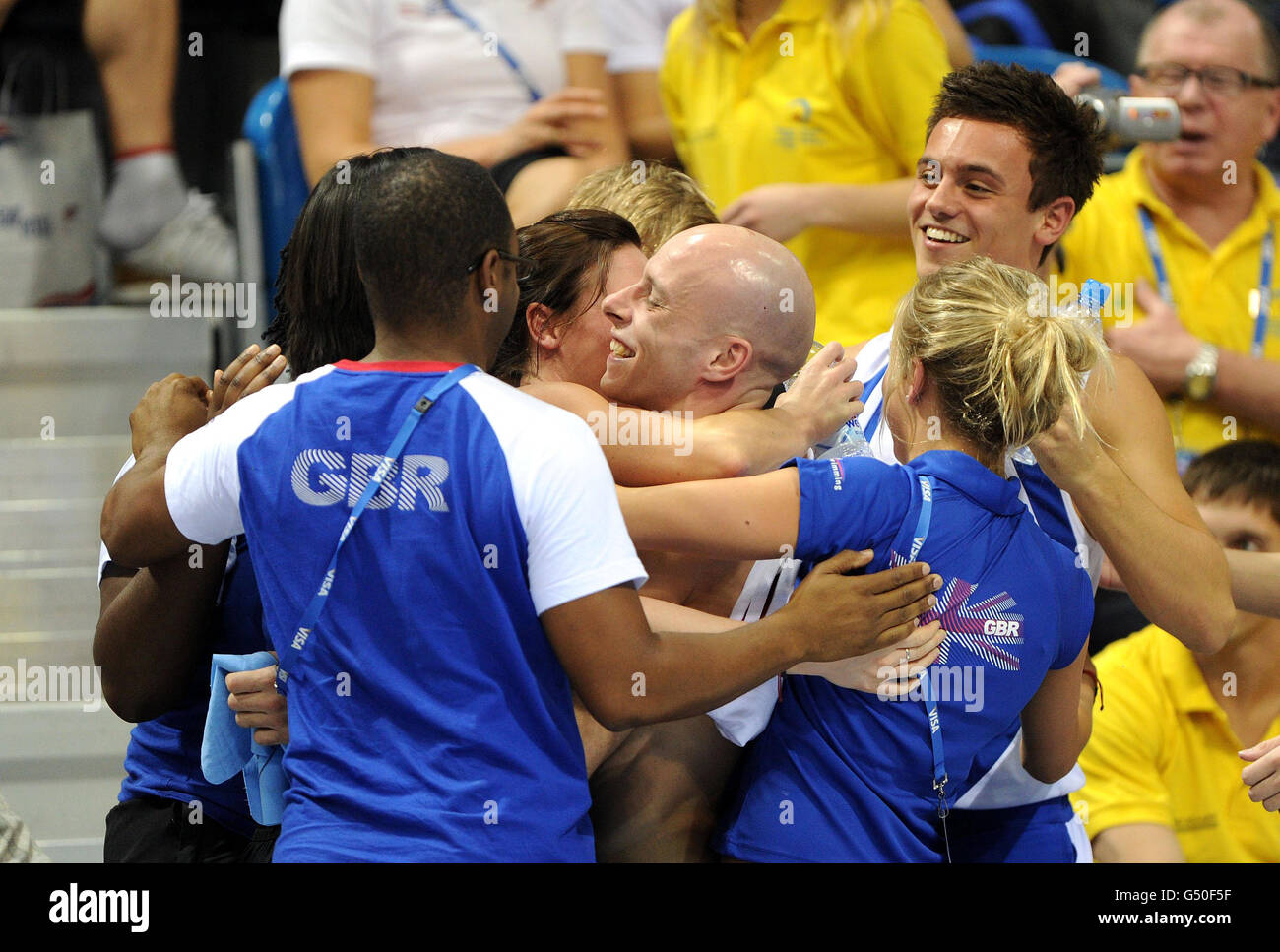 Great Britains Peter Waterfield celebrates winning a bronze medal with ...