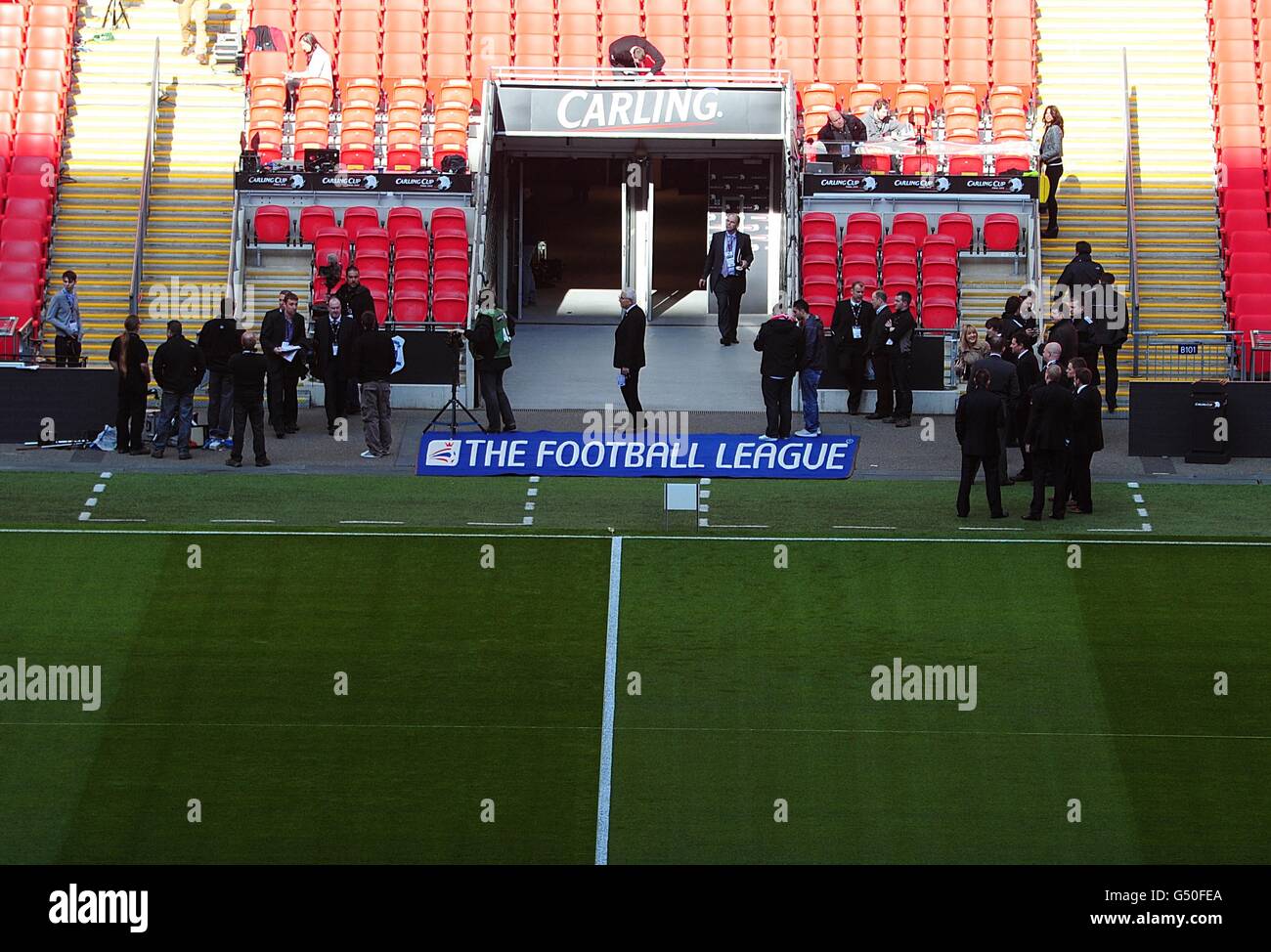 Football league mat is placed in front of the tunnel hi-res stock ...