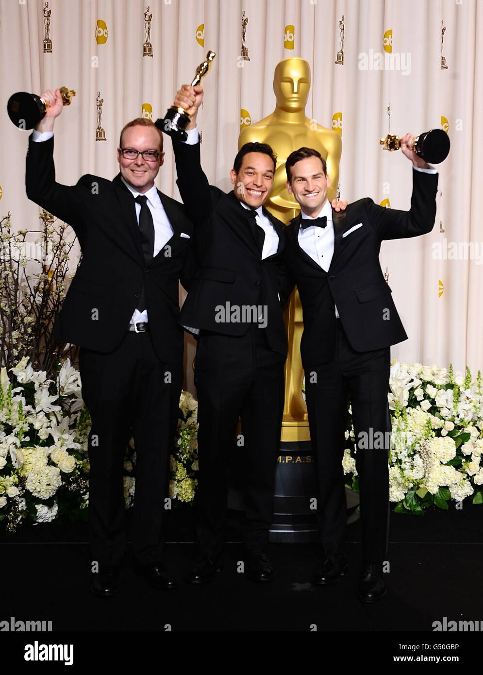 TJ Martin, Dan Lindsay and Richard Middlemas with the Best Documentary ...