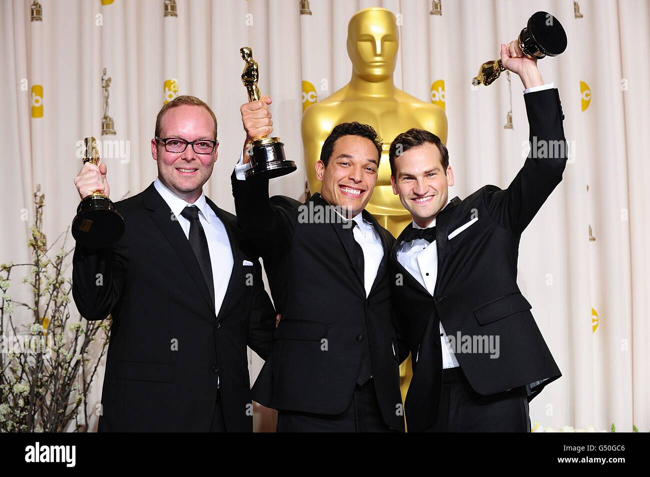 TJ Martin, Dan Lindsay and Richard Middlemas with the Best Documentary ...