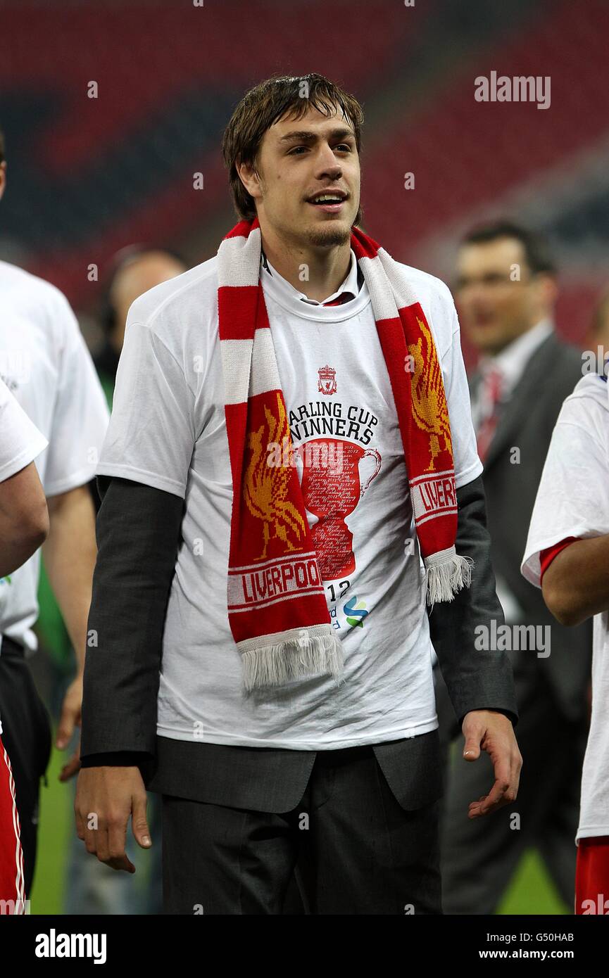 Liverpool's Sebastian Coates celebrates after the game Stock Photo - Alamy