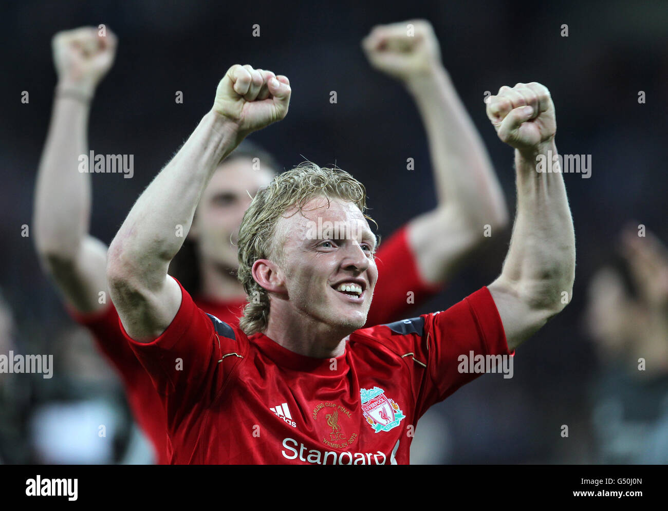 Liverpools dirk kuyt celebrates after hi-res stock photography and ...