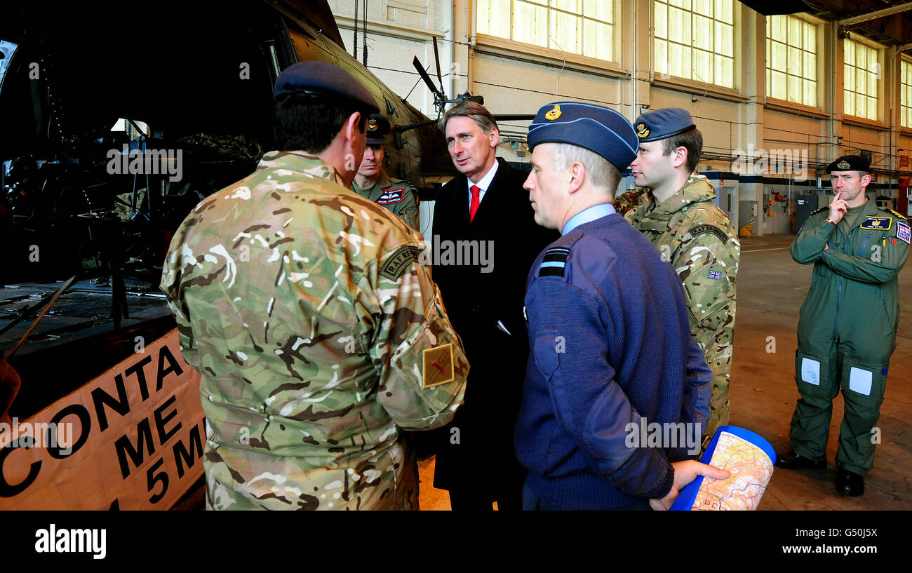 Defence secretary philip hammond during a visit to raf waddington hi ...