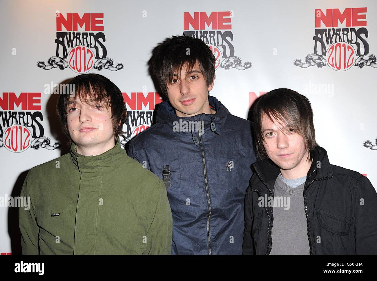 Tom Clarke, Liam Watts and Andy Hopkins from The Enemy arriving for the ...