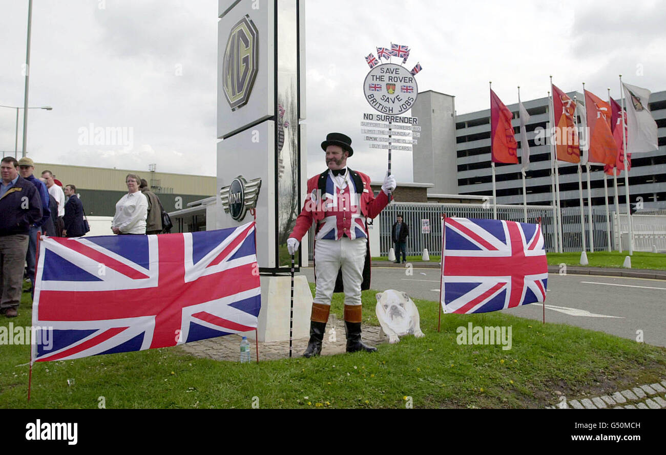 Rover Longbridge supporter Ray Egan dresses as John Bull outside the ...