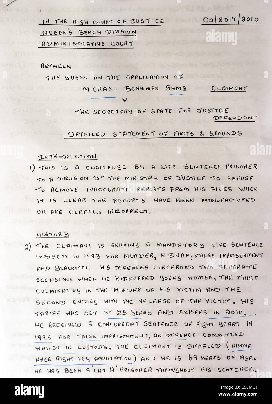 The handwritten statement by Michael Sams that was presented to the ...