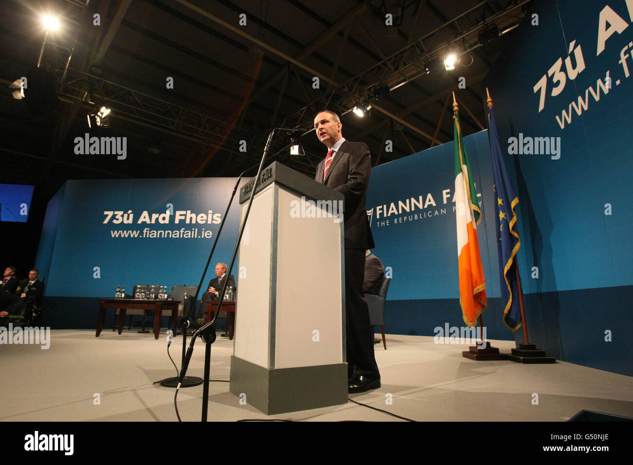 Fianna Fail Leader Micheal Martin opens the Fianna Fail Ard Fheis at the RDS (Royal Dublin ...
