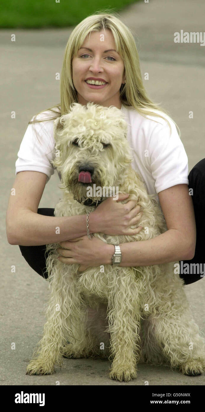 Popular model and animal lover Heather Mills, with her soft coated ...