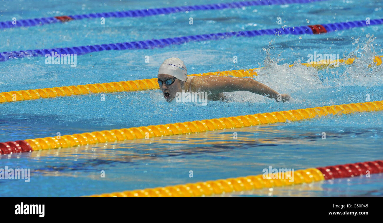 Jemma Lowe in action during the heats for the Women's 100m Butterfly ...