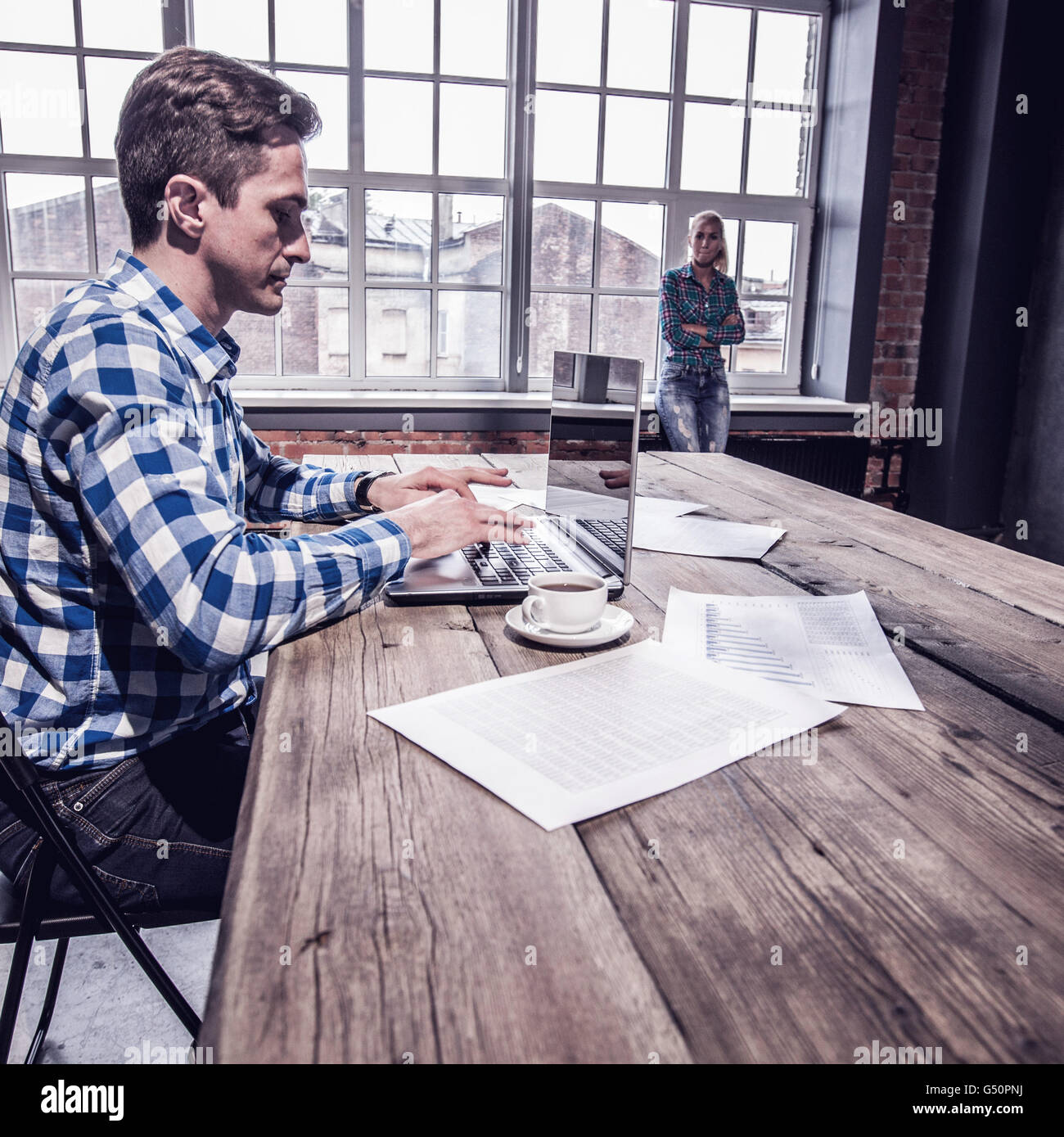 Businessman finishing work laptop computer hi-res stock photography and ...