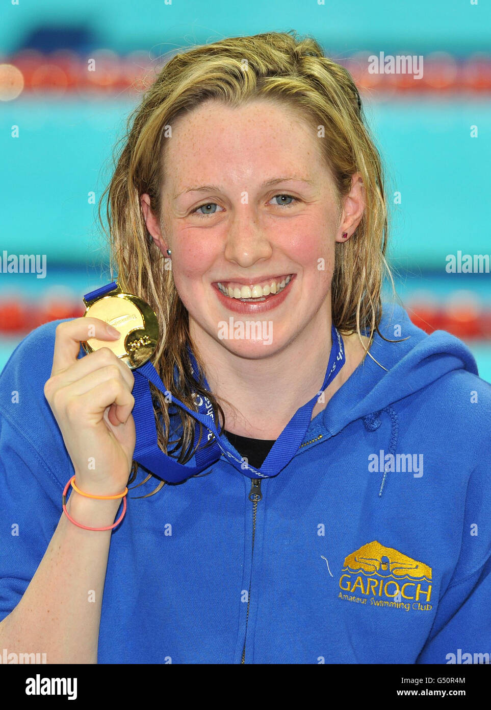 Hannah Miley with her gold medal after winning the Final of the women's ...