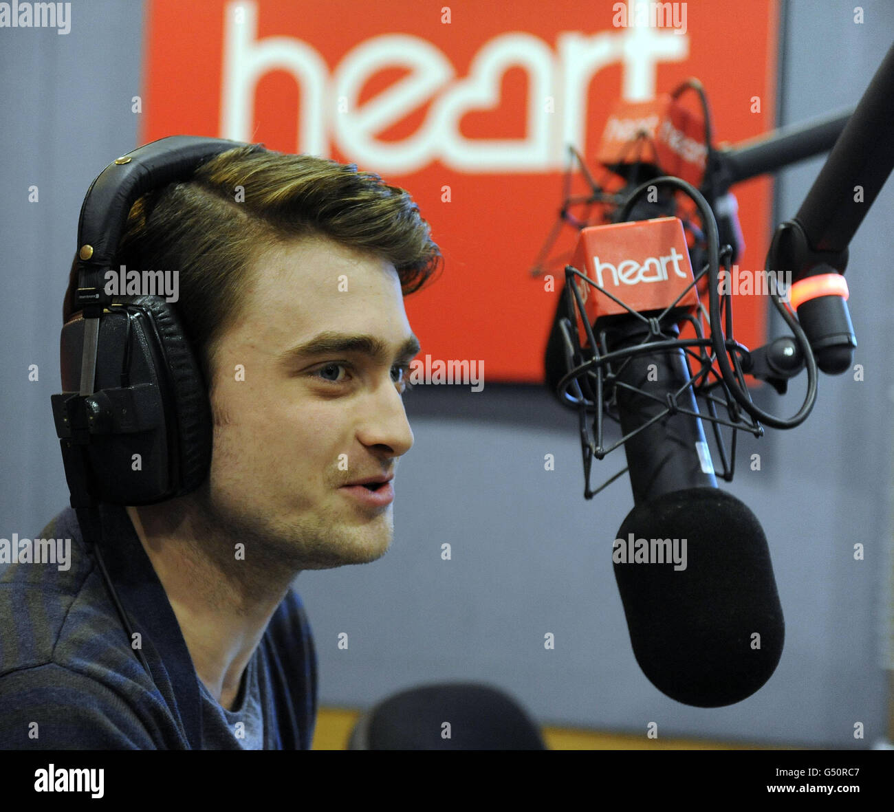 Radcliffe visits Heart studio - London Stock Photo - Alamy