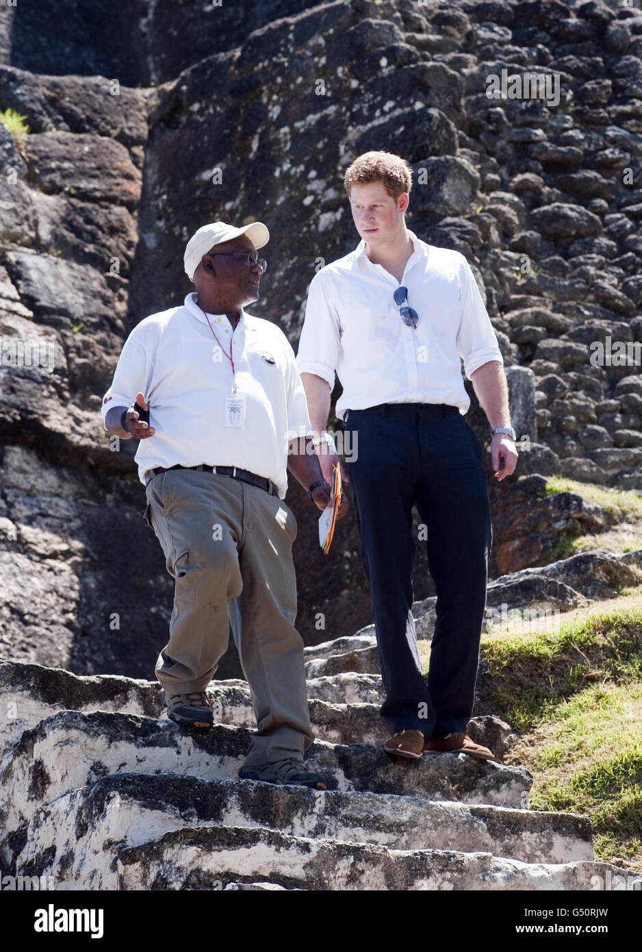 Prince Harry visits the Mayan temple at Xunantunich , Belize, on the ...