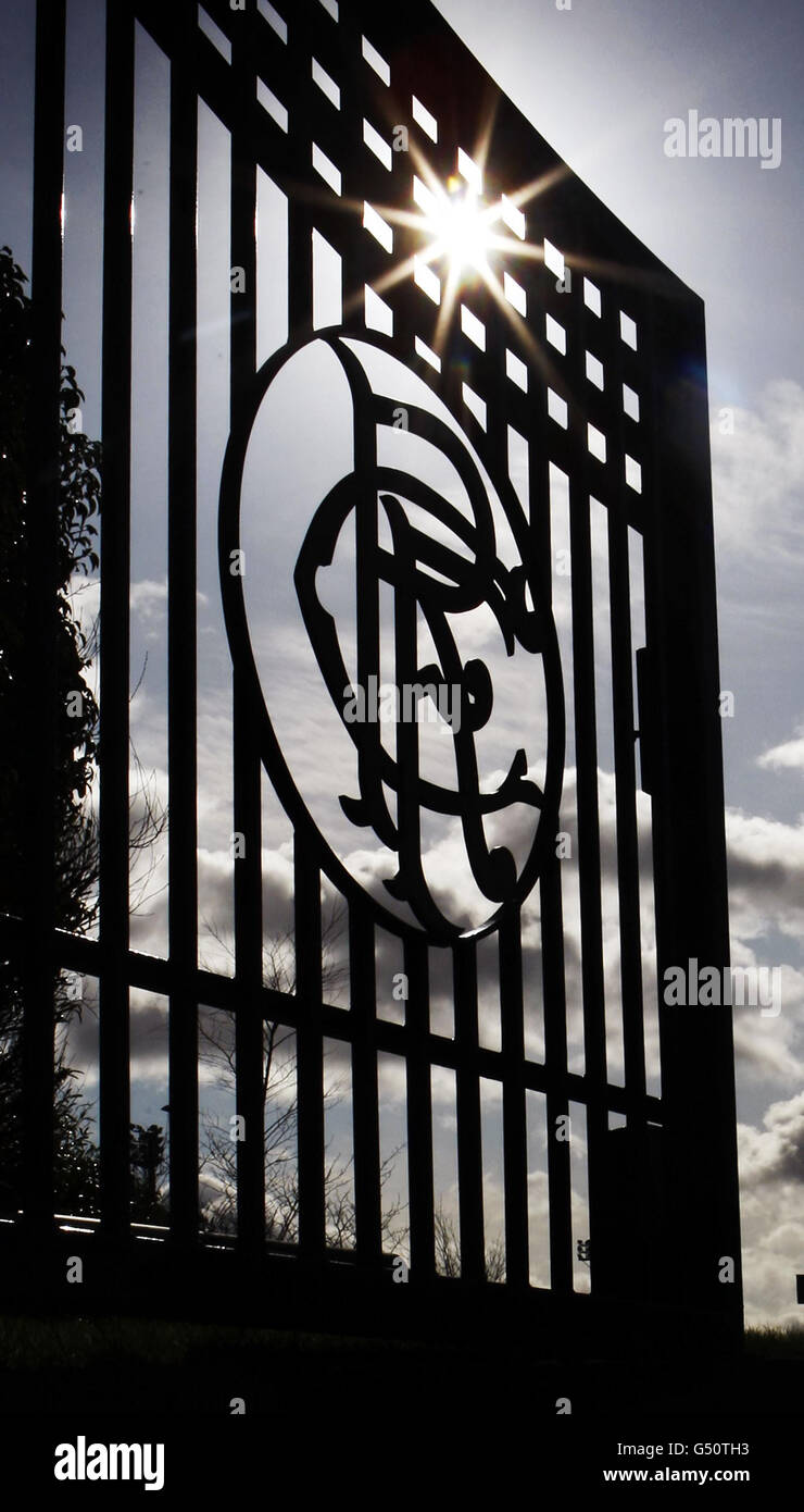 Soccer - Rangers Players at Murray Park. General view of the gates at ...