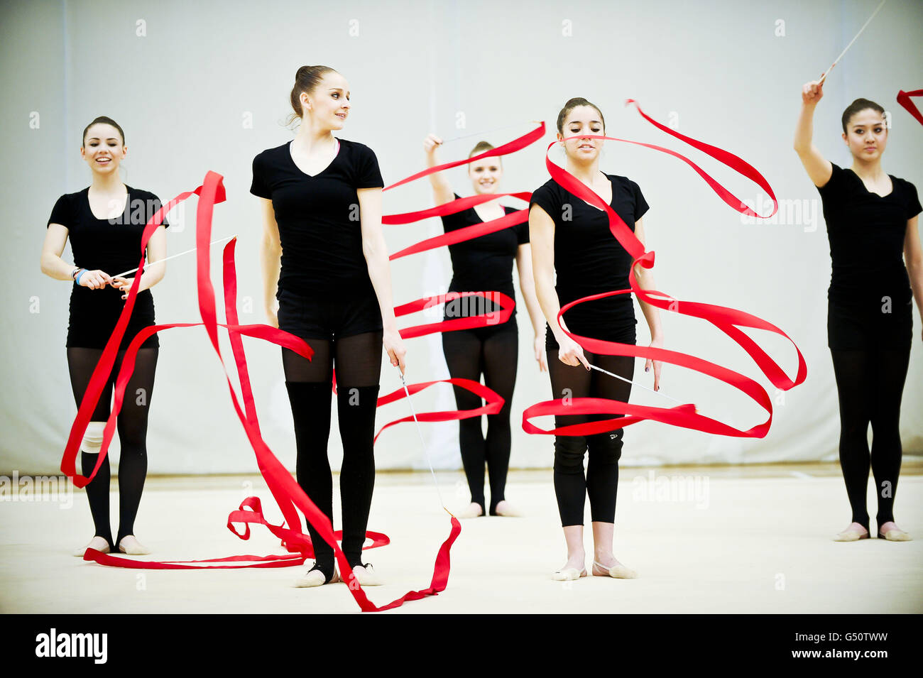 Gymnastics - Great Britain's Rythmic Gymnastics Team Training Session ...
