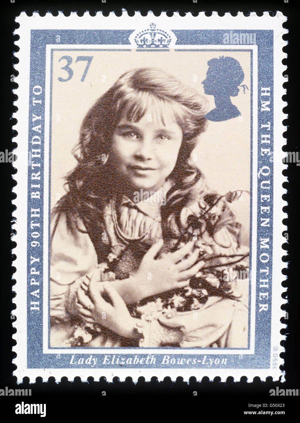 A picture of a previously issued stamp featuring the Queen Mother ...