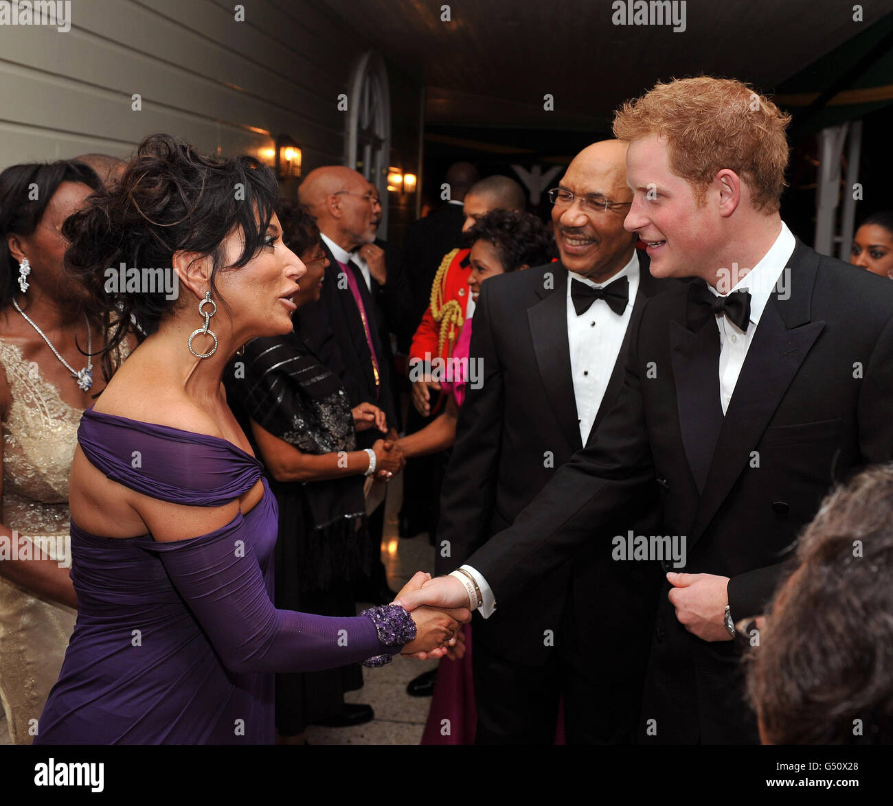 HRH Prince Harry shakes hands with Nancy De'lOlio during a reception ...