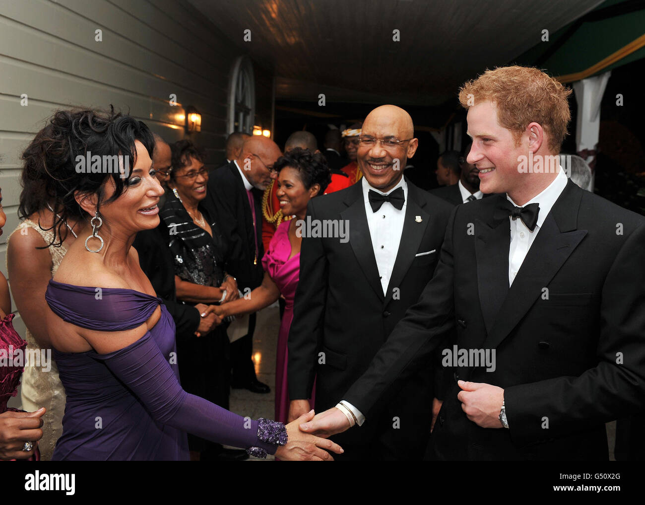 HRH Prince Harry shakes hands with Nancy De'lOlio during a reception ...