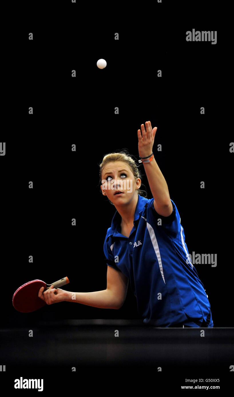 Emma vickers serves during her womens u21 group match hi-res stock ...