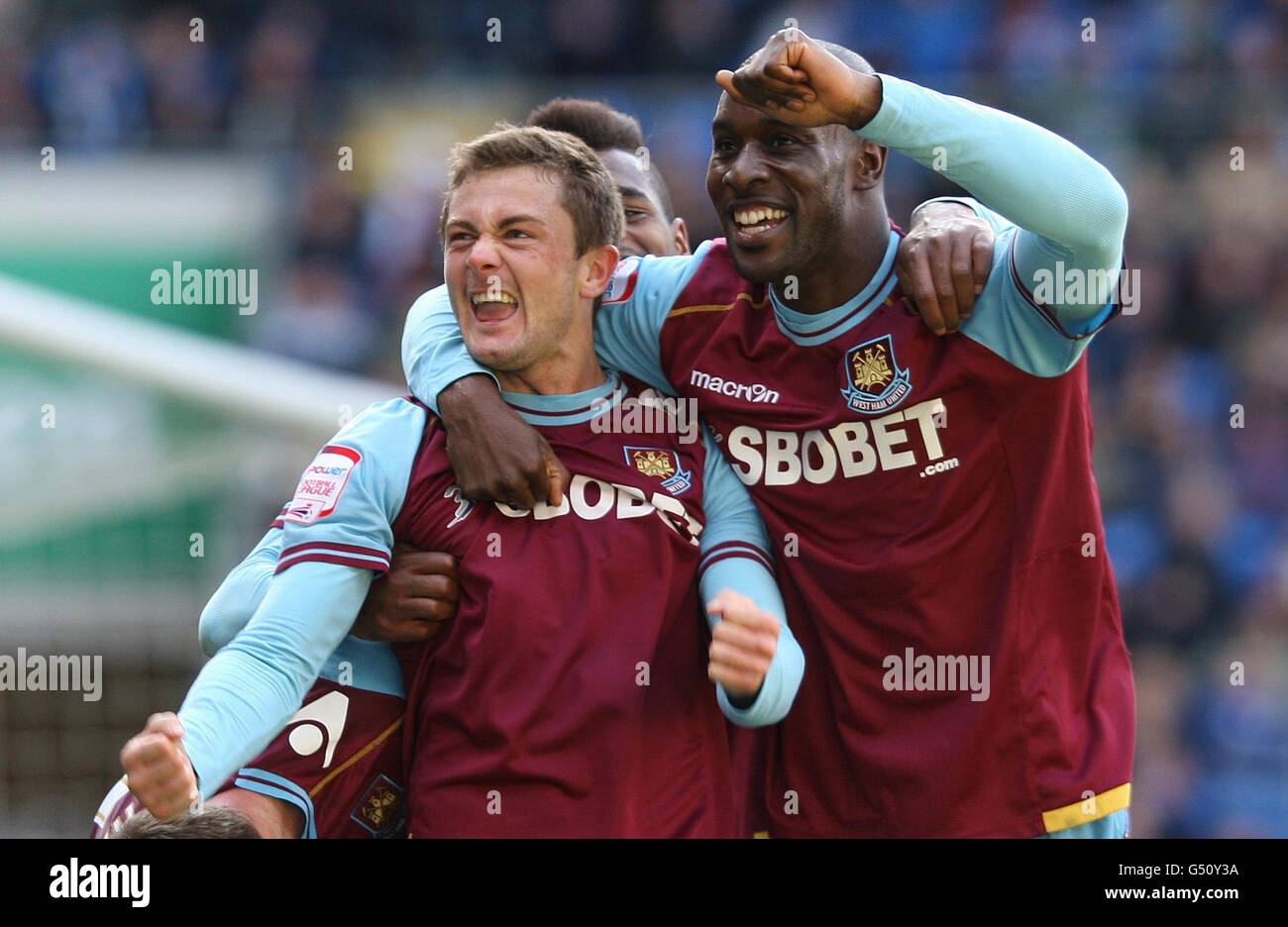 West Ham United 's George McCartney (left) celebrates scoring his sides ...