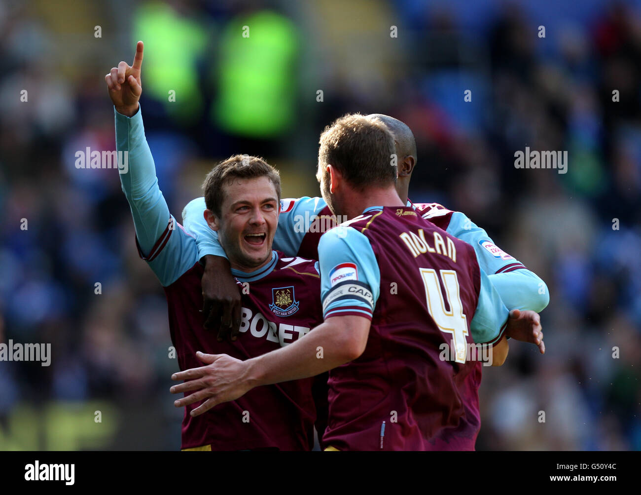West Ham United's George McCartney celebrates scoring their second goal ...