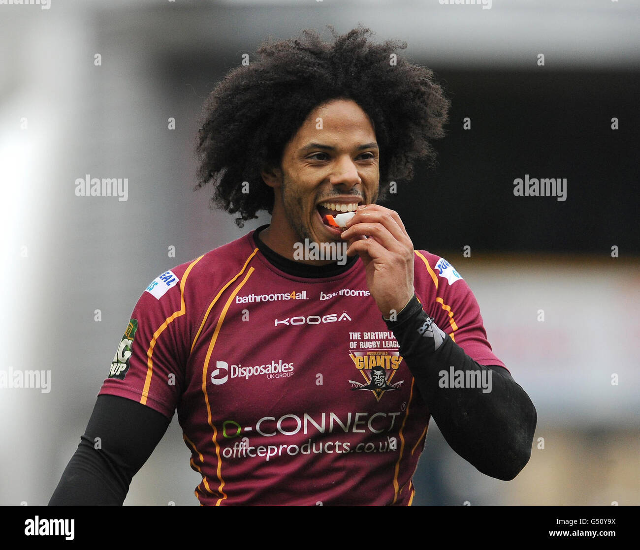 Huddersfield Giants' Luke George smiles after scoring a hat-trick of ...