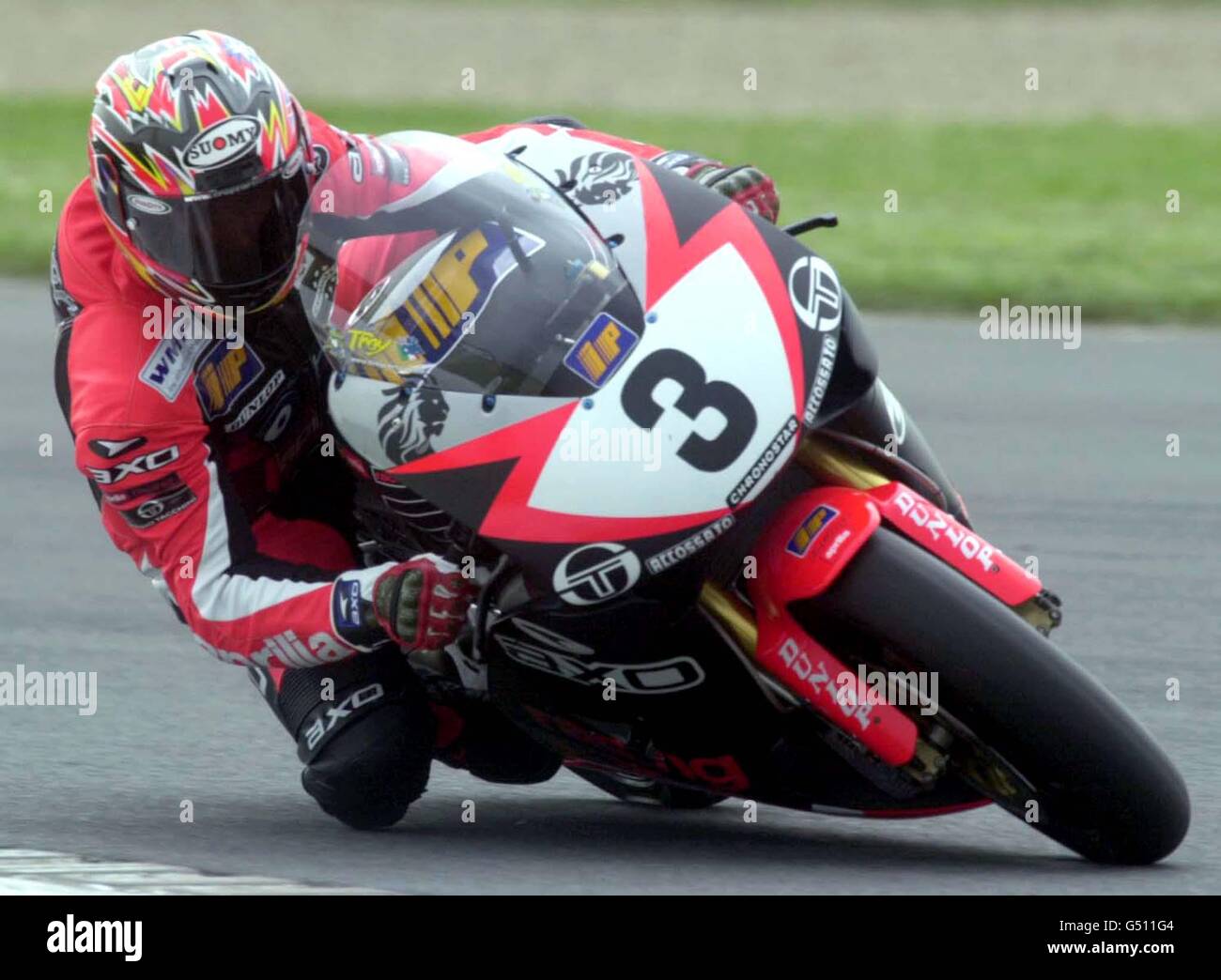 Australia's Troy Corser riding a Aprilia Racing during free practice at ...