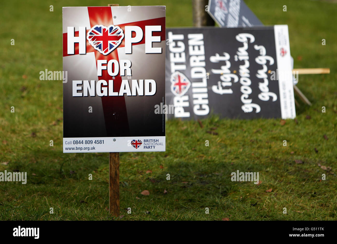 British National Party Placards Stock Photo - Alamy