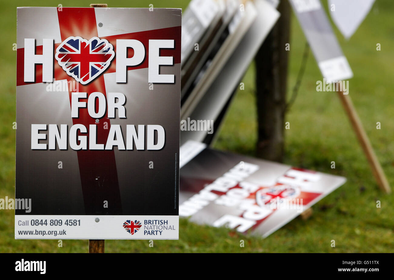 British National Party Placards Stock Photo - Alamy