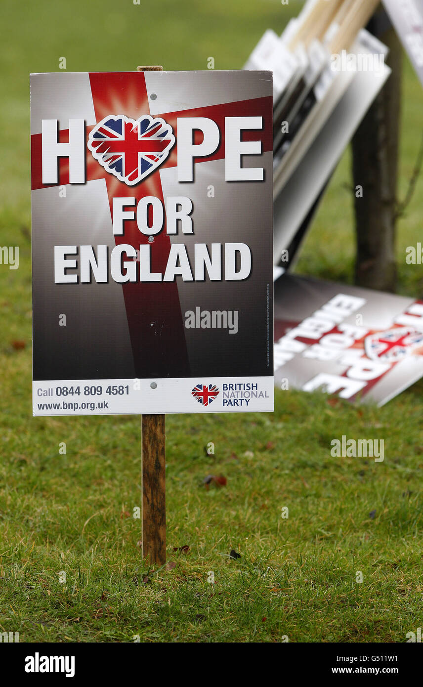 British National Party Placards Stock Photo - Alamy