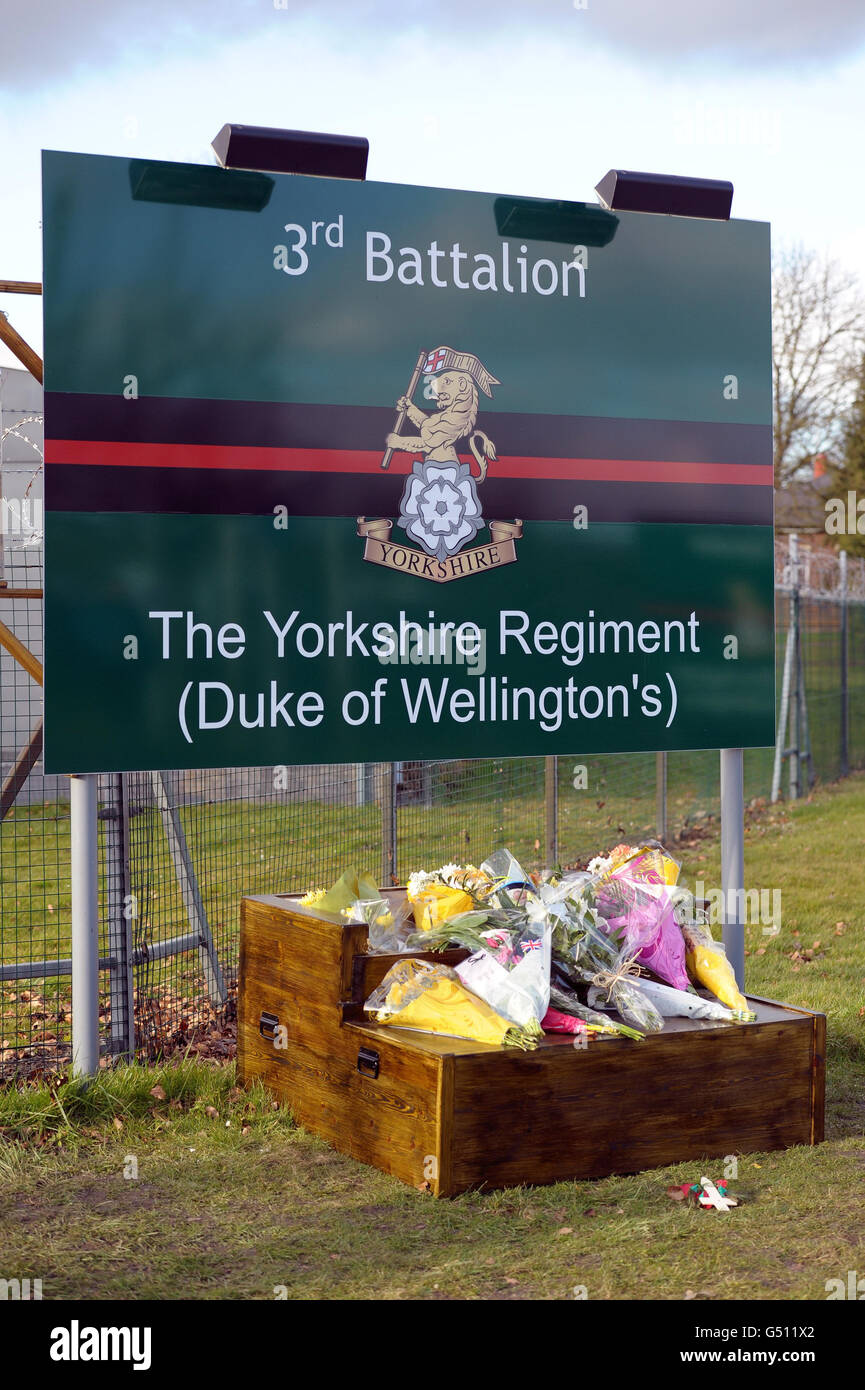Floral tributes laid at the 3rd Battalion The Yorkshire Regiment's ...