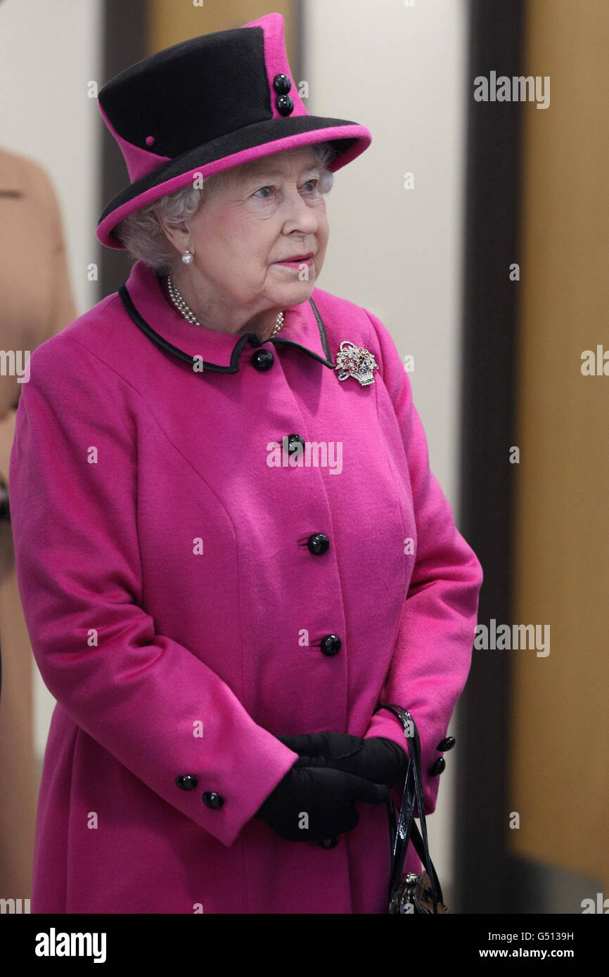 Queen Elizabeth II visits De Montfort University in Leicester, during a ...