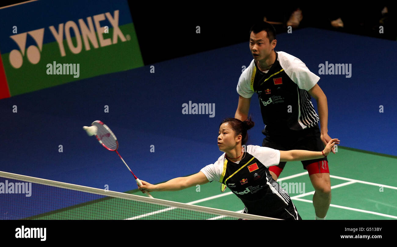 China's Jin Ma and Chen Xu in action during their match against ...