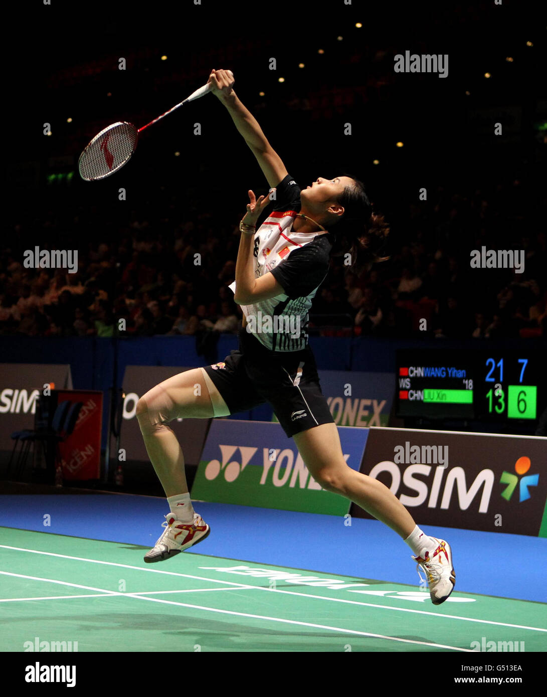 China's Yihan Wang during her victory over China's Xin Liu during the ...