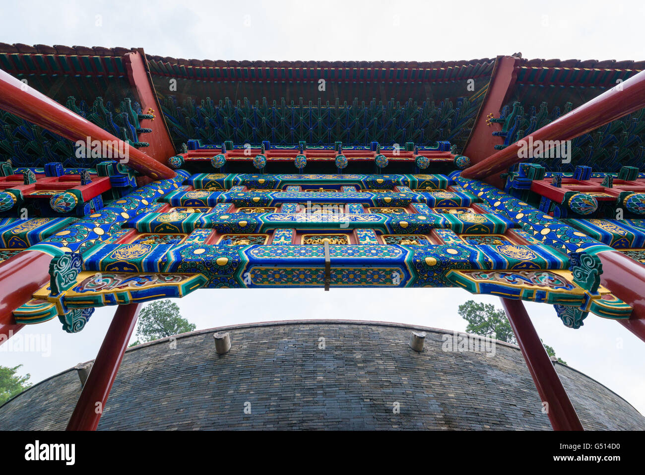 China, Beijing, Ornate entrance gate to White Stupa on Jade Island ...