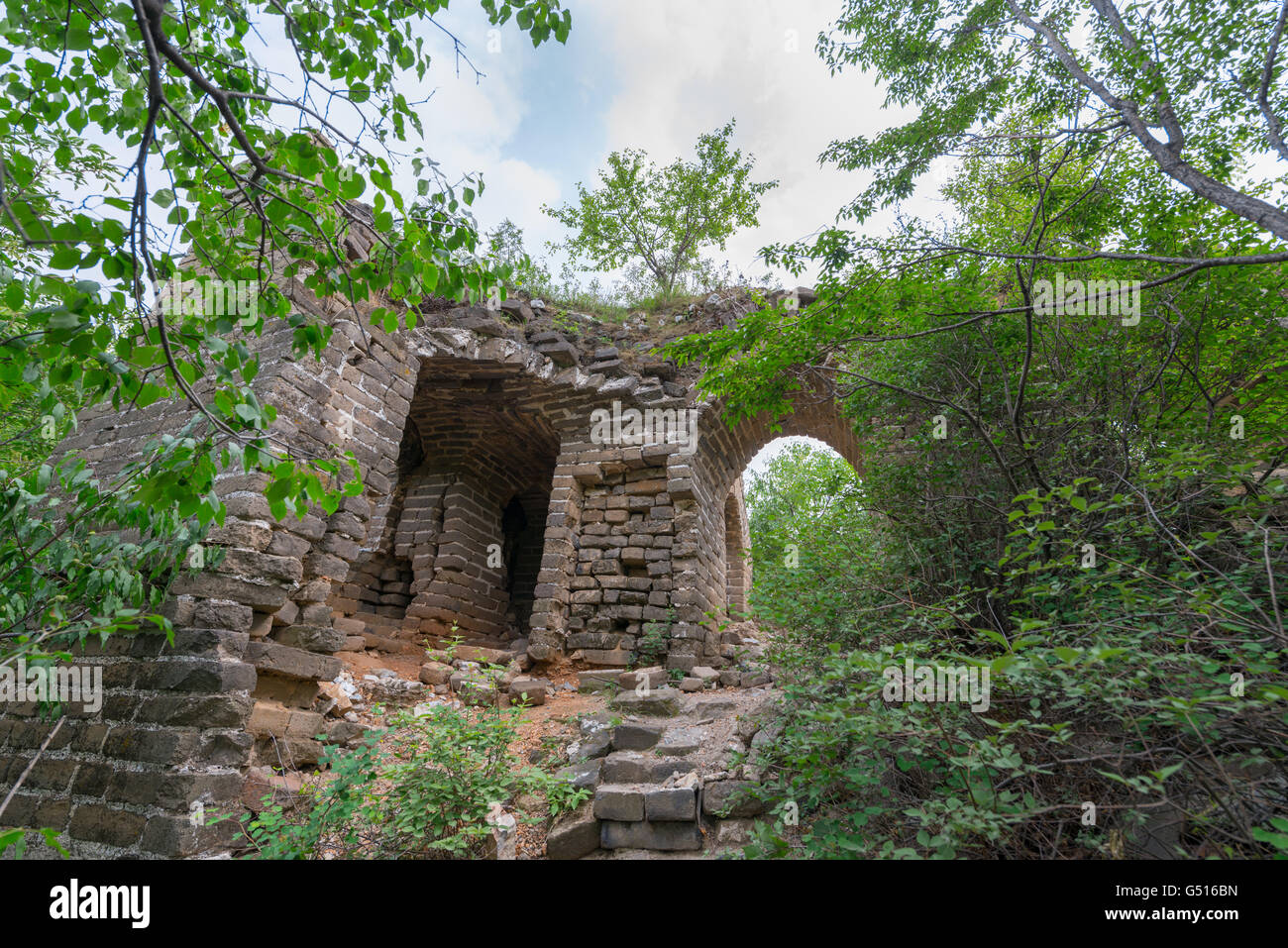 China, Beijing, hike on the Great Wall of China, stone formation in ...