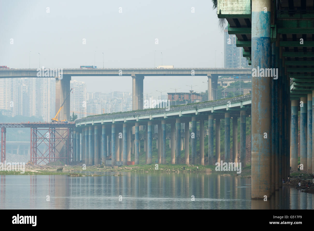 China, Chongqing, highway bridge across the Jialing River Stock Photo ...