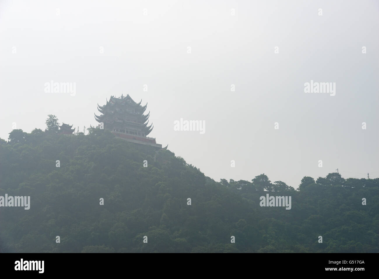 China, Chongqing, view of the Fayu Temple from the Yangtze River Stock ...