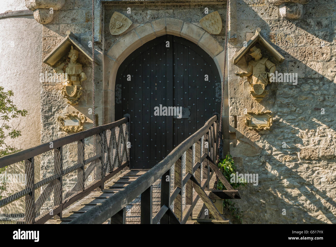 Lichtenstein Castle – Closeup of entrance gate and drawbridge Stock ...