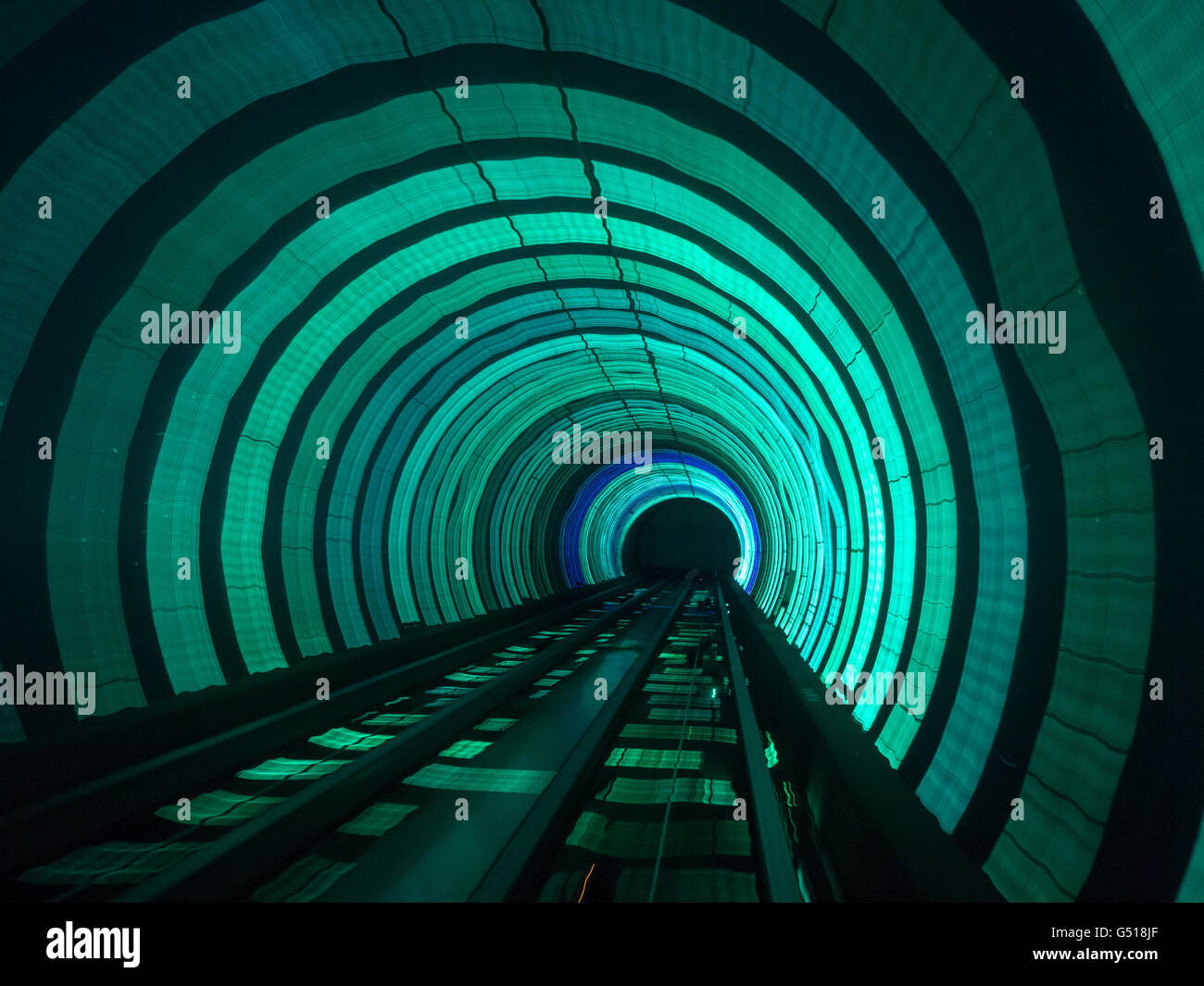 China, Shanghai, Illuminated Bund Sightseeing Tunnel Stock Photo - Alamy