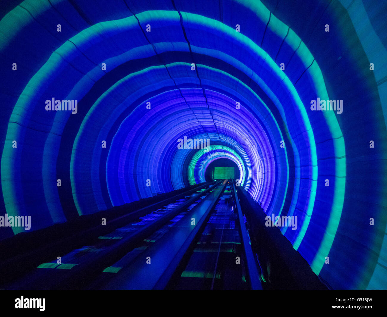 China, Shanghai, Colorful lighted sightseeing tunnel Stock Photo - Alamy